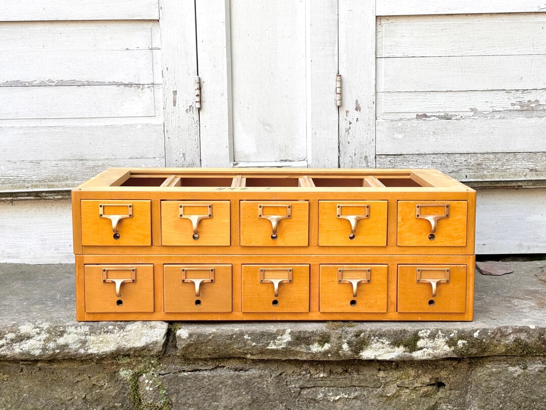 Card Catalog ~ Wood Library Card Catalog With 10 Drawers ~ Two 5 Drawer ...