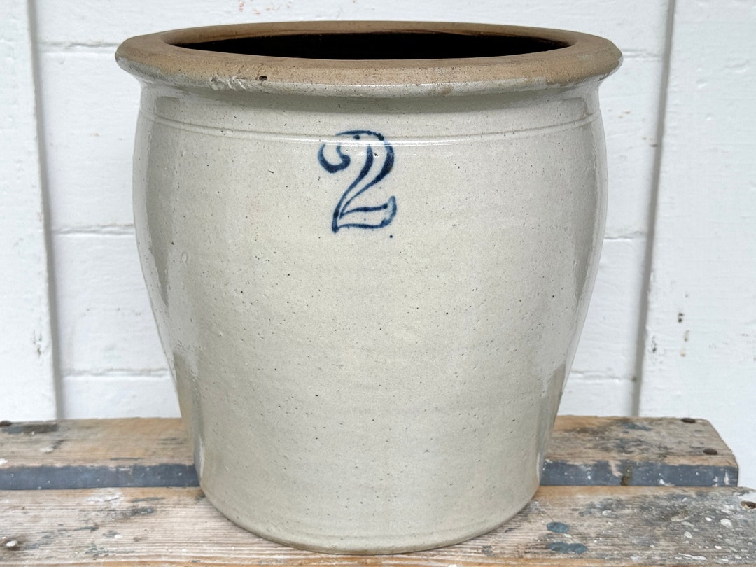 Antique Crock 2 Gallon Crock Planter Crock Hand Made Stoneware Crocks ...
