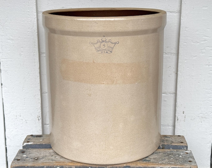 Vintage Crock ~ 5 Gallon Blue Crown Crock ~ Ransbottom Brothers Crock ...