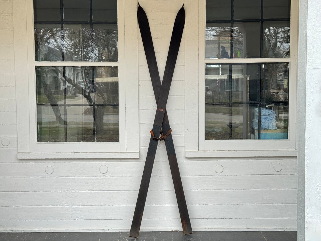 Antique Wood Skis Nipple Tip Wooden Skis Original 83 Antique Pointed ...