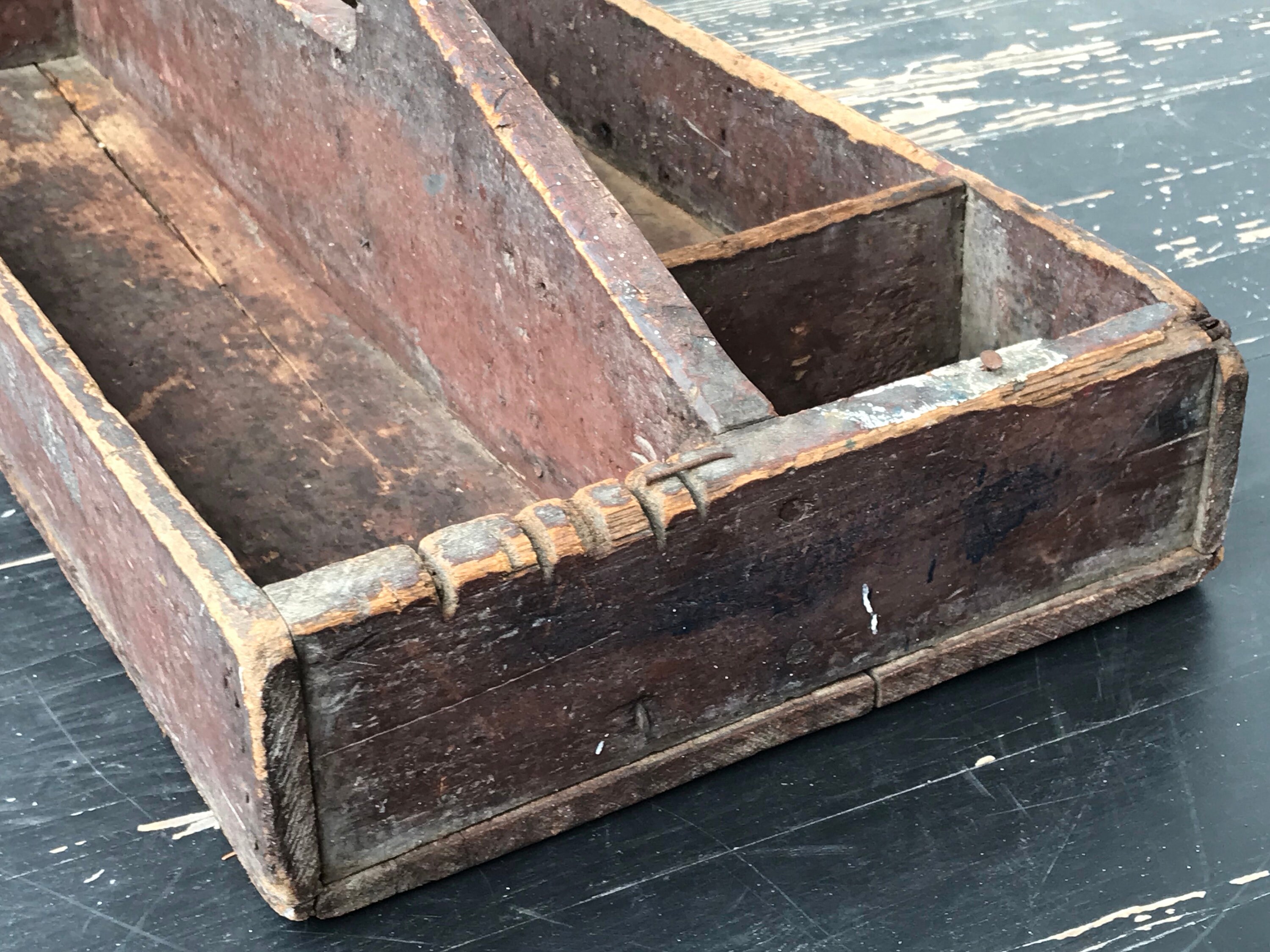 Worn wooden toolbox 27 long wooden tool tote | Etsy