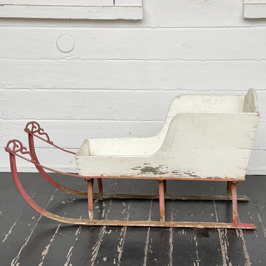 Antique Child's Sleigh One of a Kind Authentic Small Wood Sleigh With ...