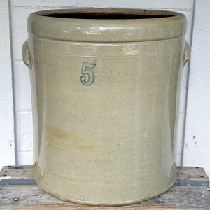 Antique Crock ~ 5 Gallon Crock With Ear Handles ~ Salt Glazed Large ...