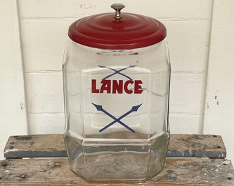 Vintage Large Lance Cracker Counter Display Jar With Glass Lid - Etsy