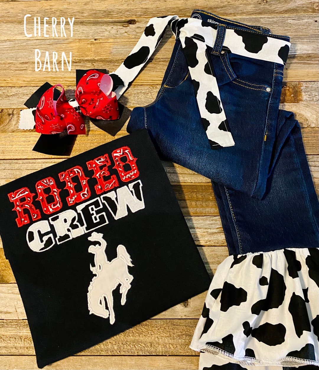 Girls Rodeo Shirt / Farm / Red Bandana / Cow Print / Bronc / - Etsy