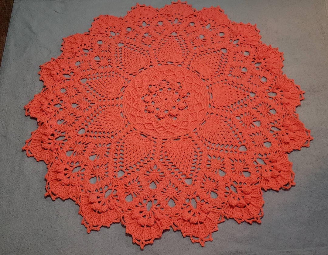 Crochet Rug, Doily Rug, Giant Doily, Pineapple Rug, Lacy Rug, Vintage ...