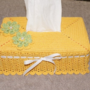 Crochet Tissue Box Cover, Handcrocheted Tissue Box Holder in Cotton ...