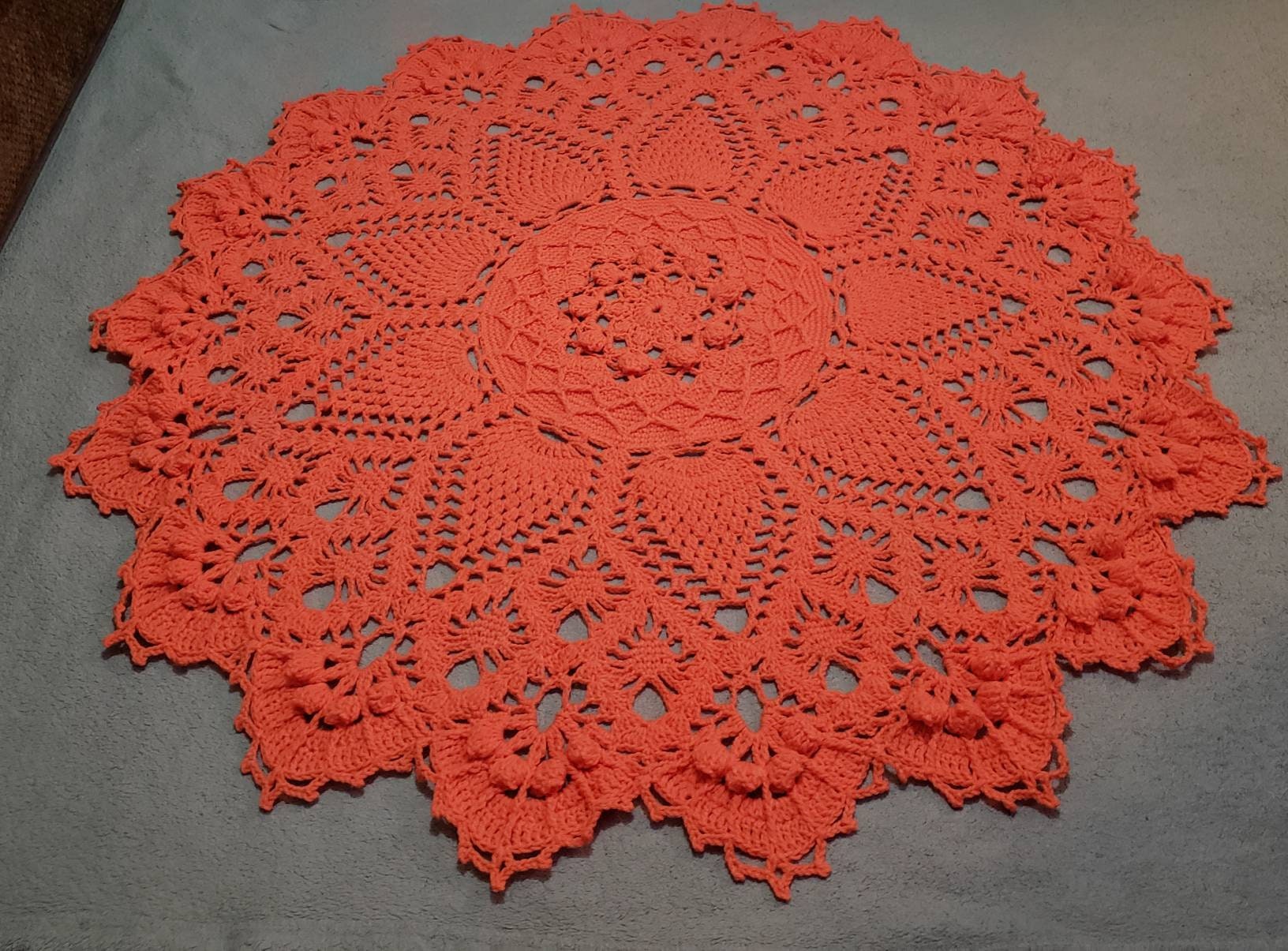 Crochet Rug, Doily Rug, Giant Doily, Pineapple Rug, Lacy Rug, Vintage ...