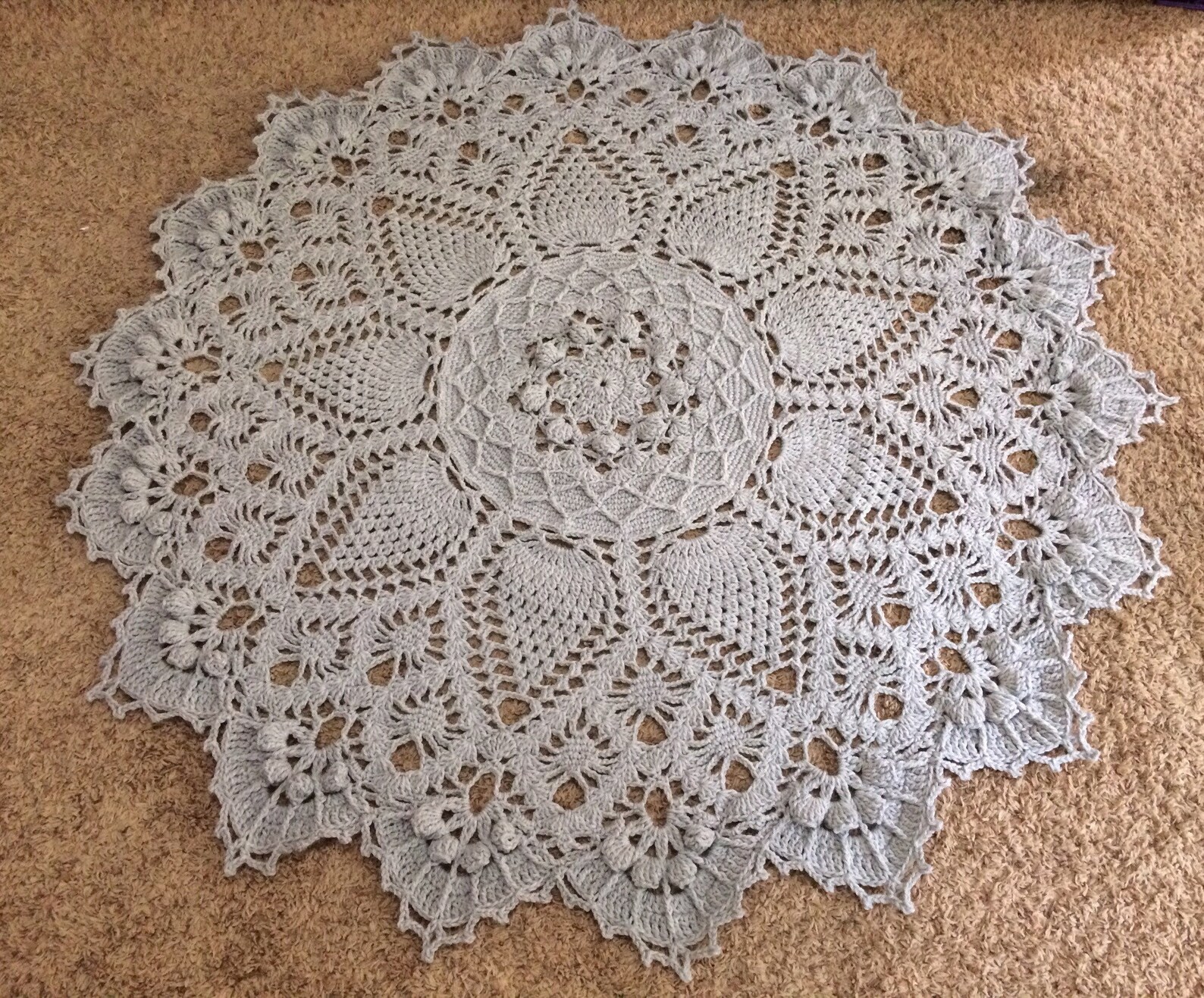 Crochet rug doily rug giant doily pineapple rug lacy rug | Etsy