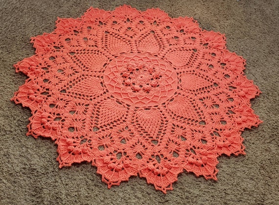 Crochet Rug Doily Rug Giant Doily Pineapple Rug Lacy Rug | Etsy