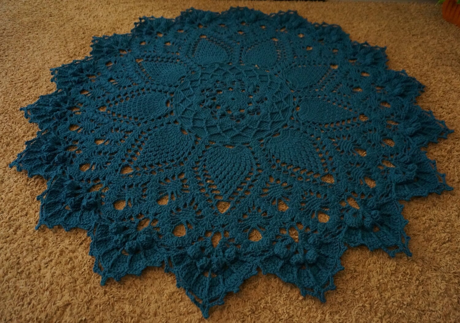 Crochet rug doily rug giant doily pineapple rug lacy rug | Etsy