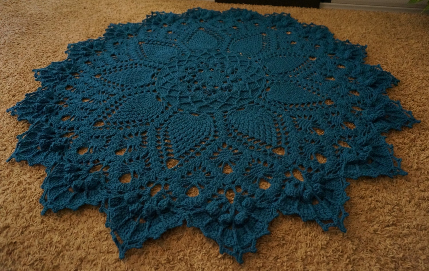 Crochet rug doily rug giant doily pineapple rug lacy rug | Etsy