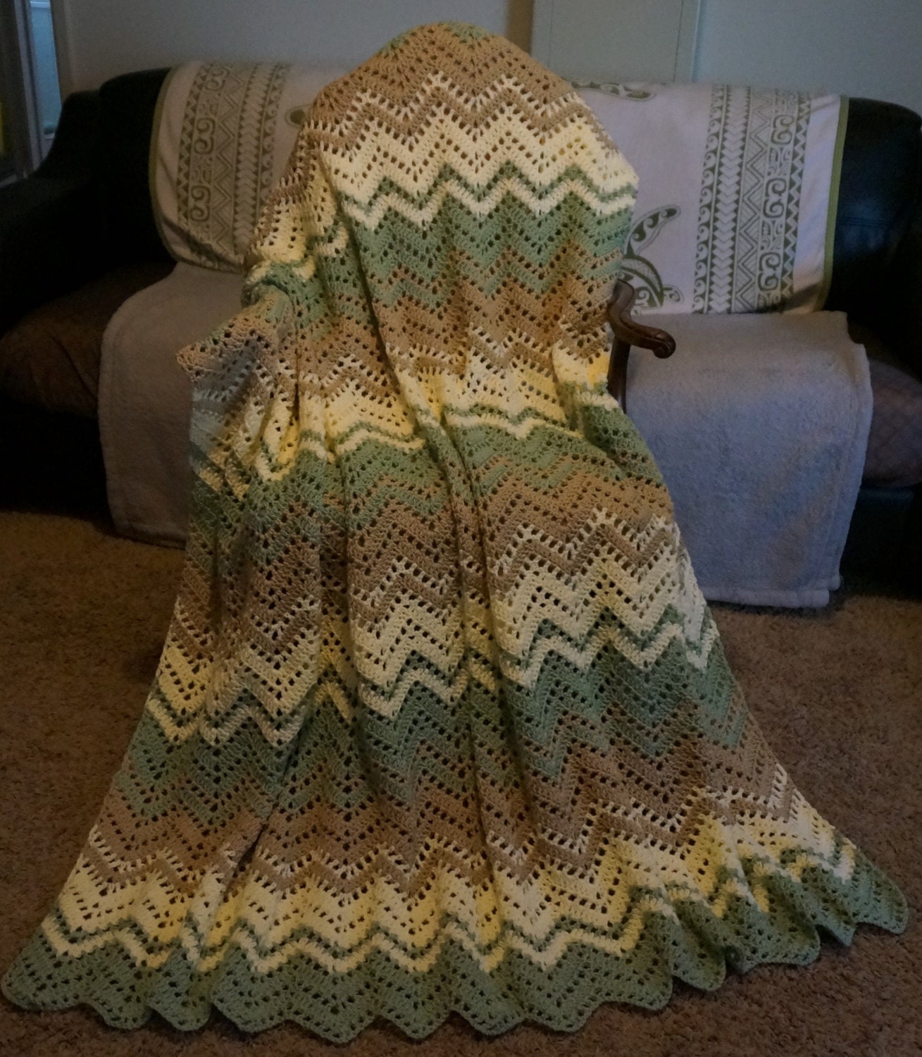 Ripple Blanket, Crochet Afghan, Crochet Ripple Afghan,crochet Blanket ...