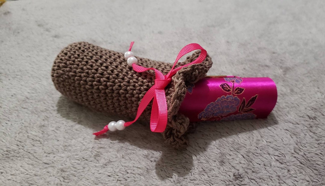 Lipstick Case With Mirror and Crocheted Pouch - Etsy