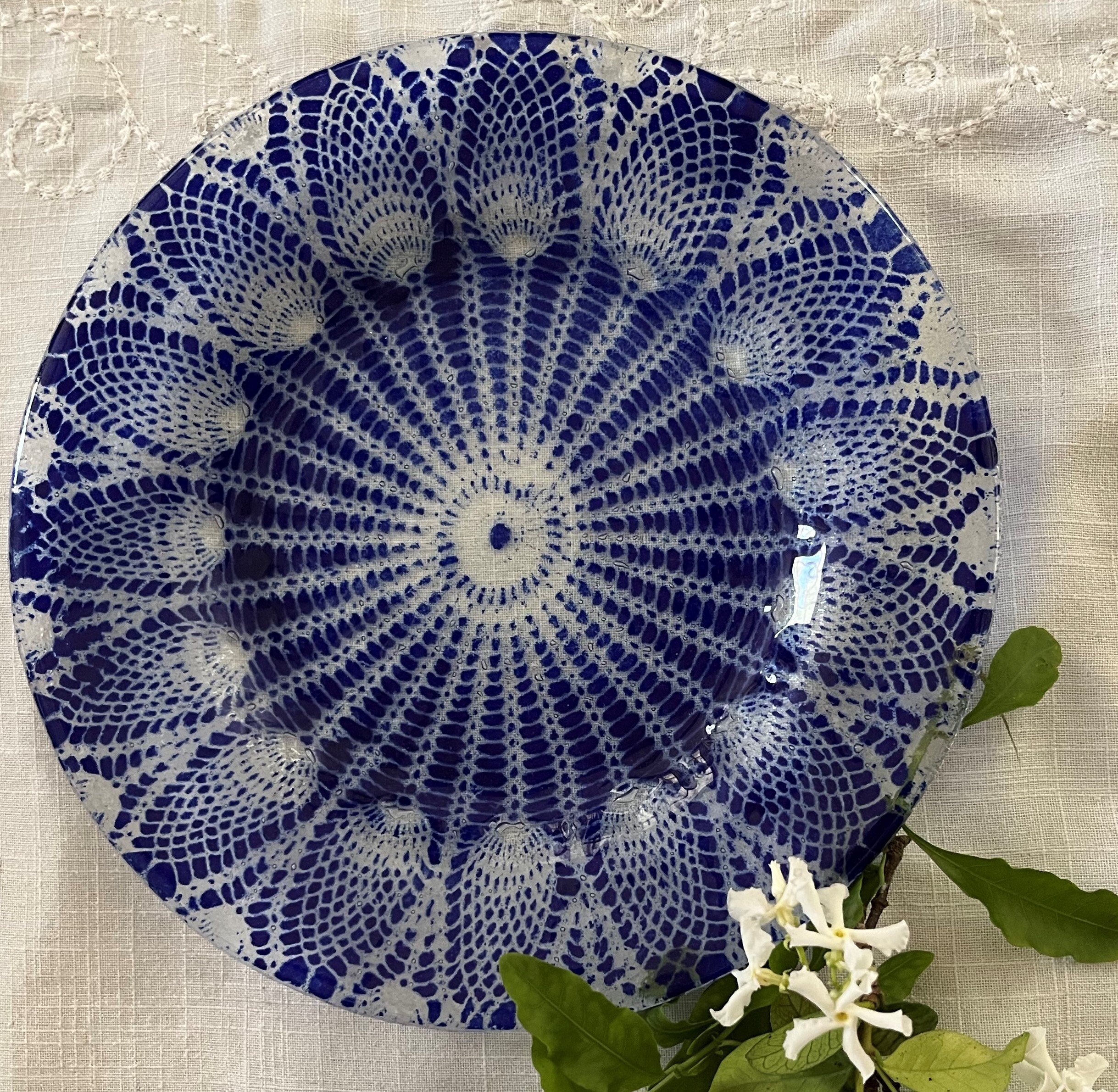 Set of Four Dinner Plates, Cobalt Blue Tabletop With Mixed Patterns - Etsy