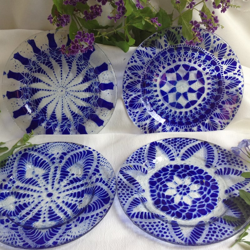 Blue Glass Side Plates - Etsy