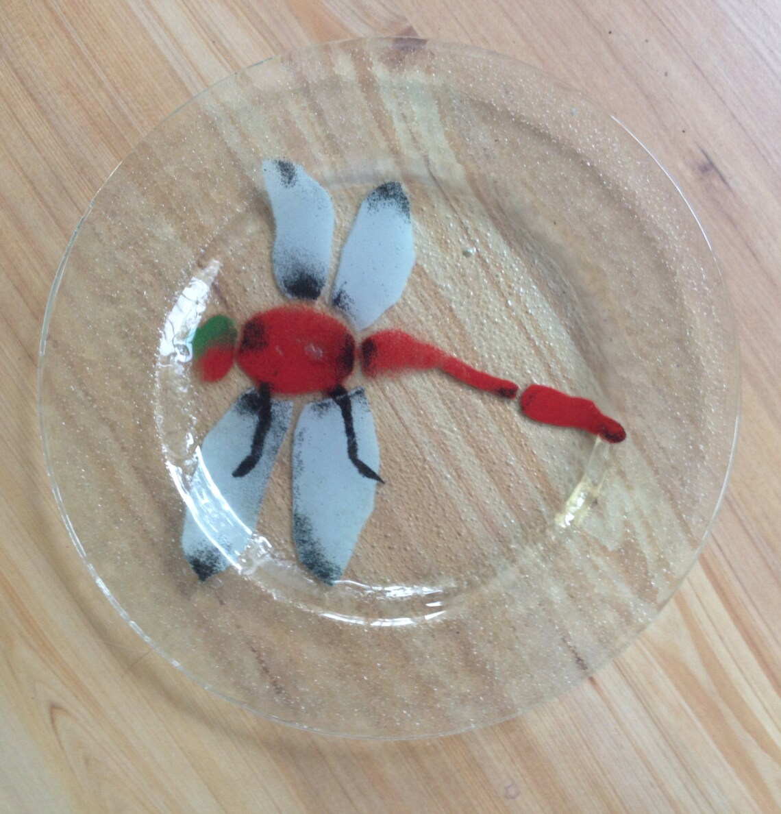 Four Dragon Fly Plate Set, Fused Glass Plates, Everglade's Dragonfly ...