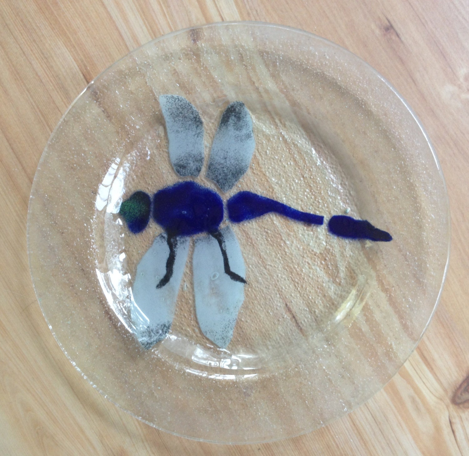 Four Dragon Fly Plate Set, Fused Glass Plates, Everglade's Dragonfly ...