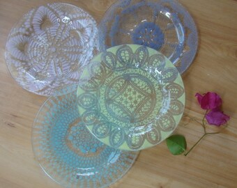 Eclectic Pastel Dessert Plate Set II Fused Glass Plate Set | Etsy