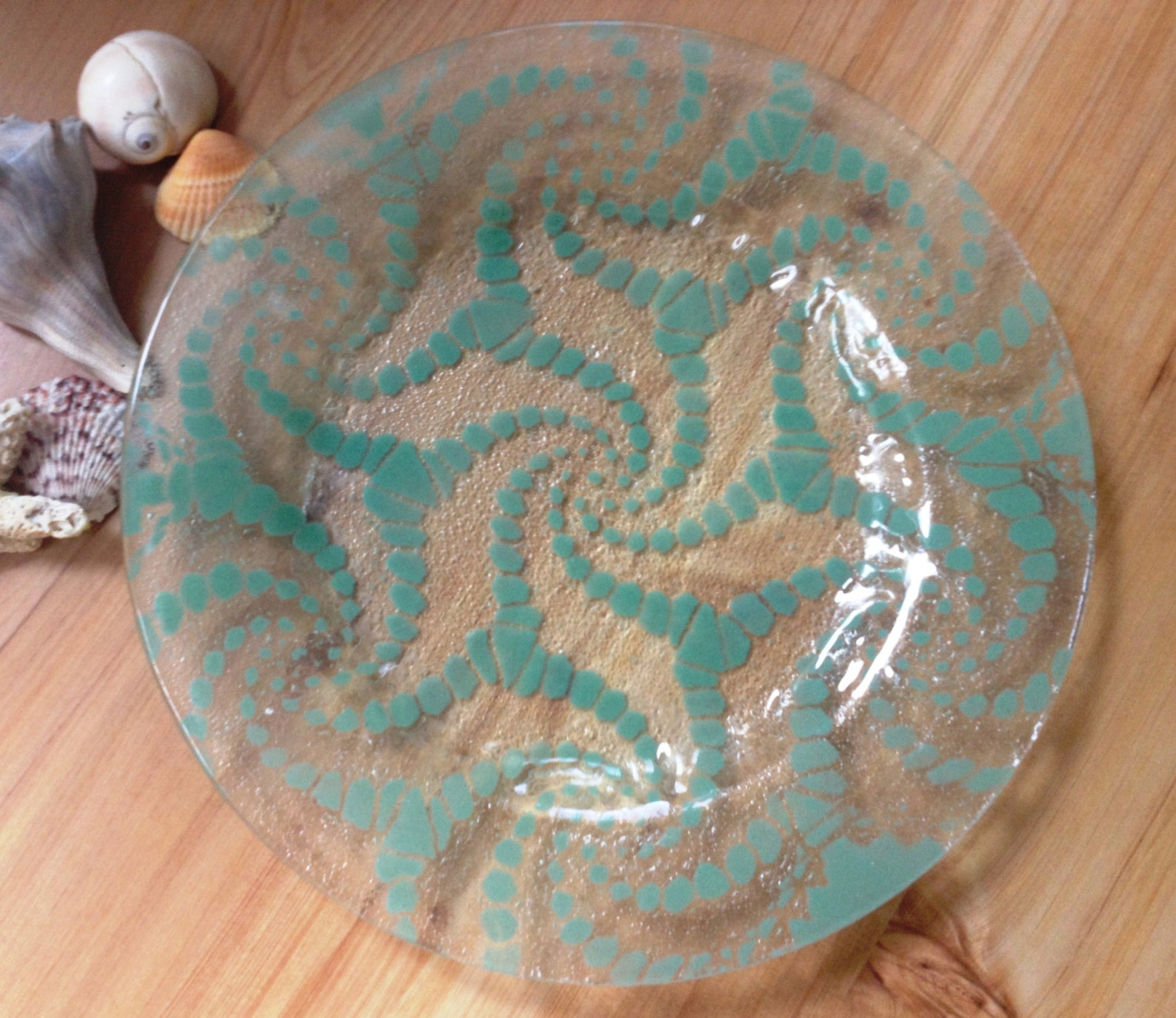 Ocean Wave Dinner Plate in Sea Foam Green Set of Four - Etsy