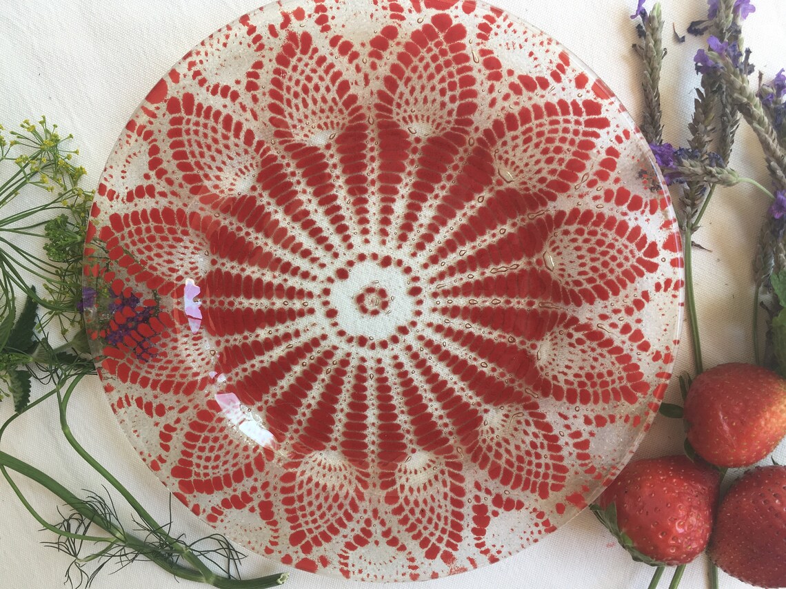 Tie Dye Dessert Plates, Set of Four, Leesa Doily Pattern, Fiesta Colors ...