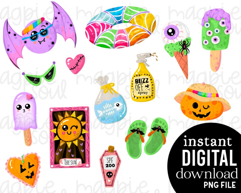 Spooky Summer Clipart Instant Download Halloween Clipart Pumpkin ...