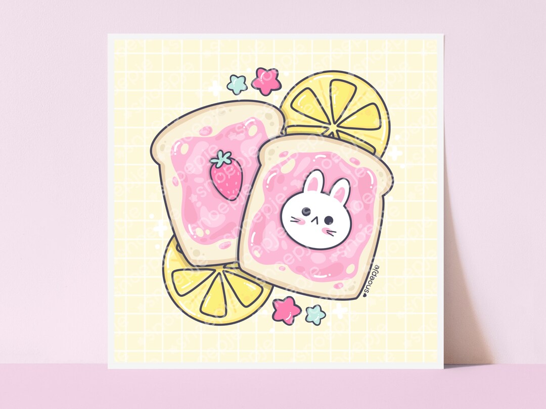 Pastel Bunny Jelly Jam Sweet Strawberry Toast Lemon Stars Cute Kawaii ...
