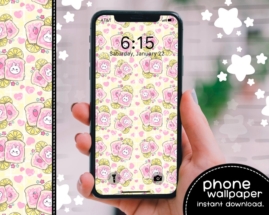 Kawaii Bunny Toast Bread Phone Wallpaper Instant Download - Etsy