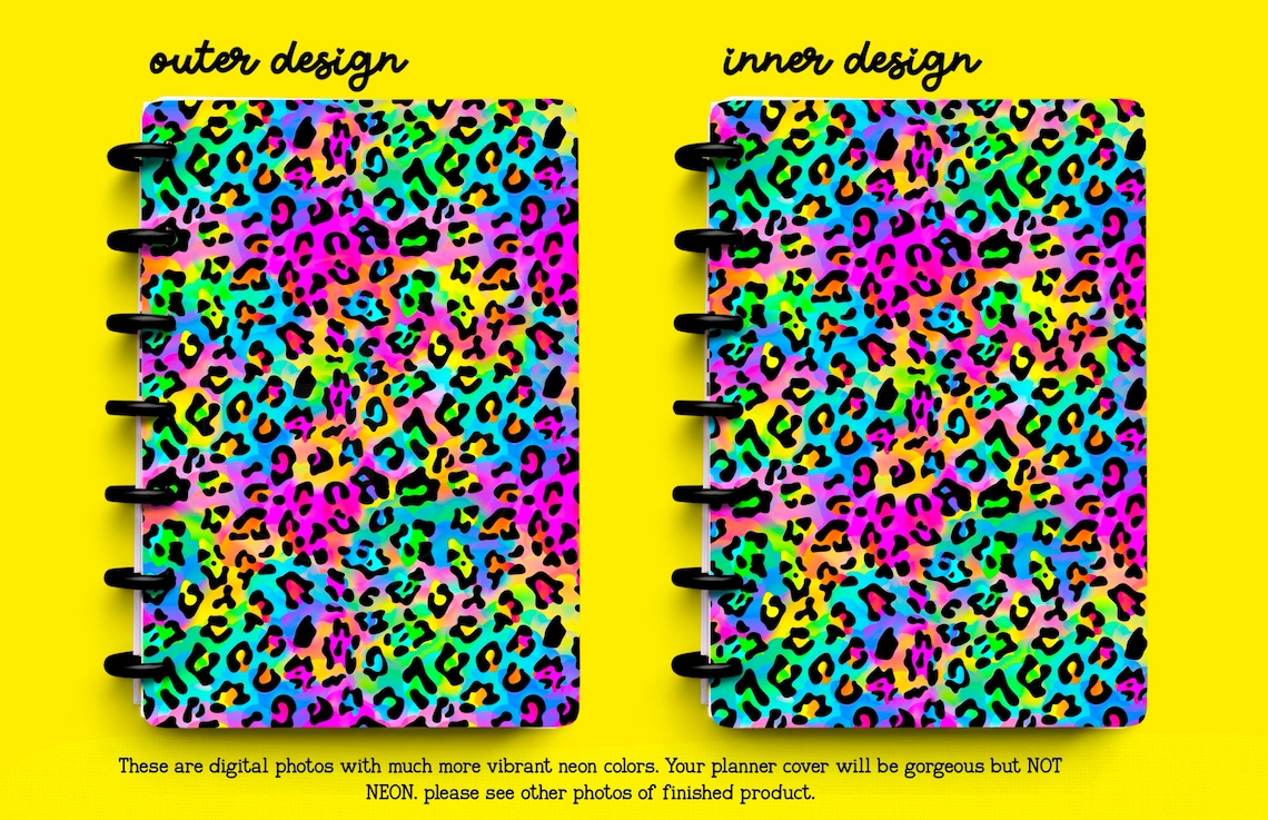 Rainbow Leopard Laminated Planner Cover Snap-on Cover for Discbound ...