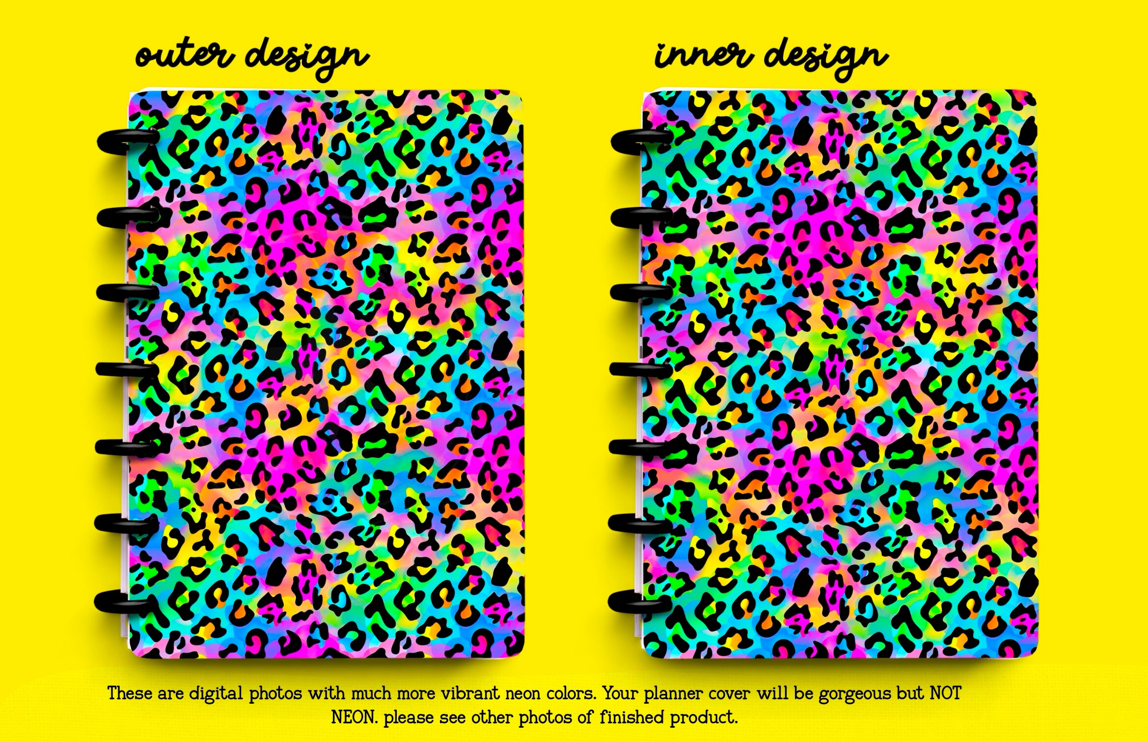 Rainbow Leopard Laminated Planner Cover Snap-on Cover for Discbound ...