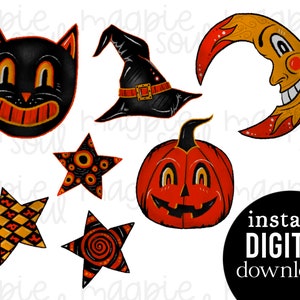 Vintage Halloween Clipart Instant Download Planner Halloween Clipart - Etsy