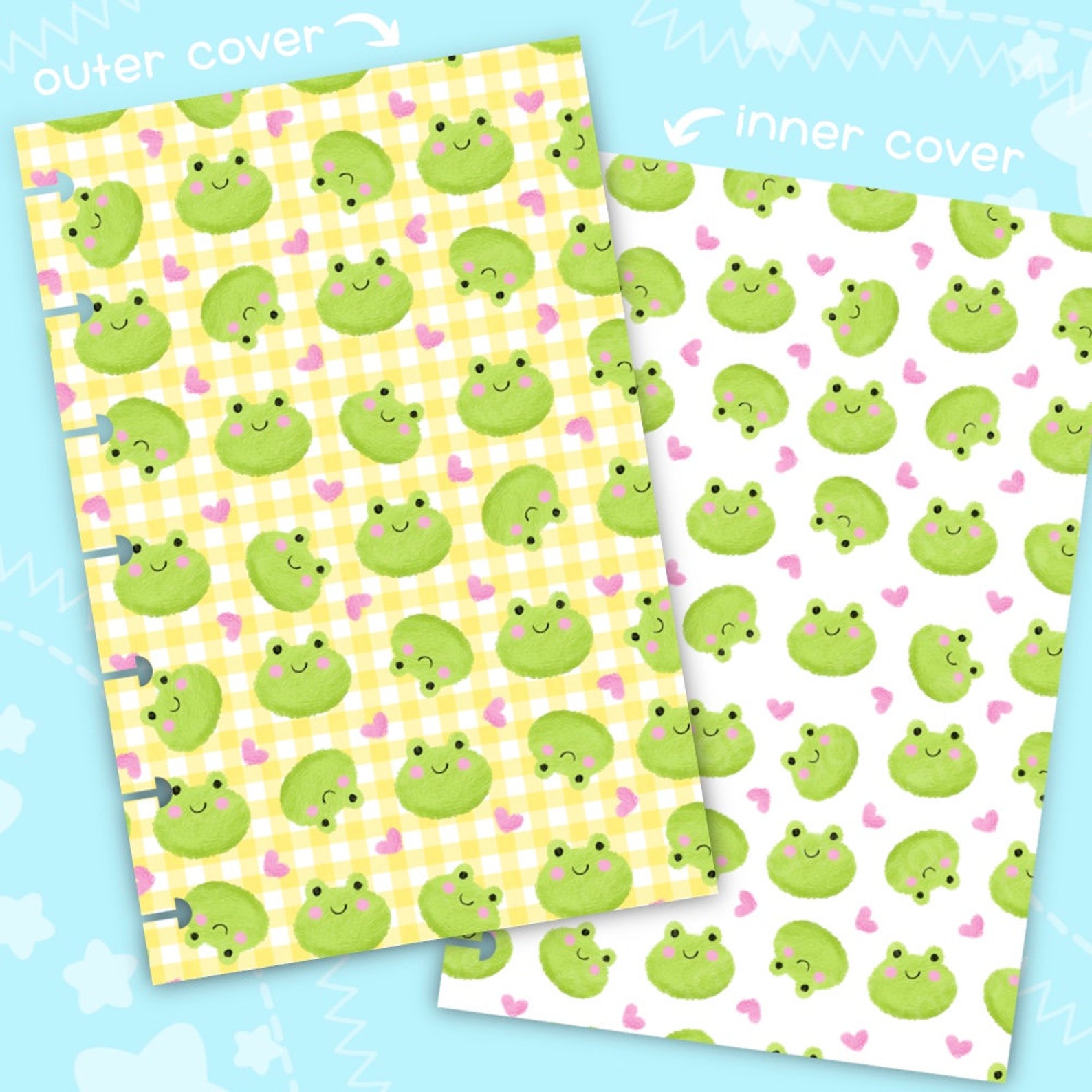 Kawaii Cutie Frog Laminated Planner Cover Snap-on Cover for Discbound ...