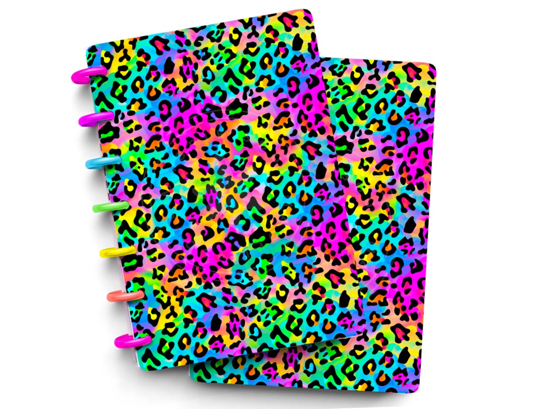 Rainbow Leopard Laminated Planner Cover Snap-on Cover for Discbound ...