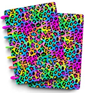 Rainbow Leopard Laminated Planner Cover Snap-on Cover for Discbound ...