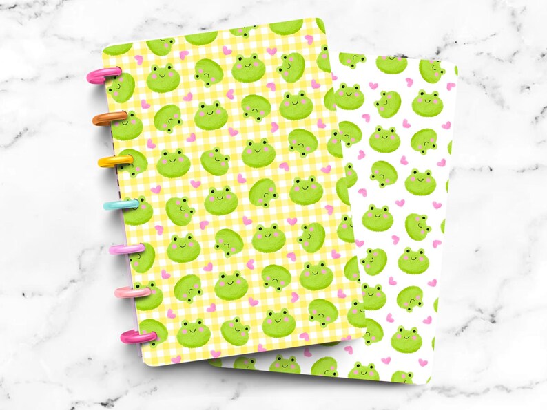 Kawaii Cutie Frog Laminated Discbound Planner Cover | Fits Happy ...