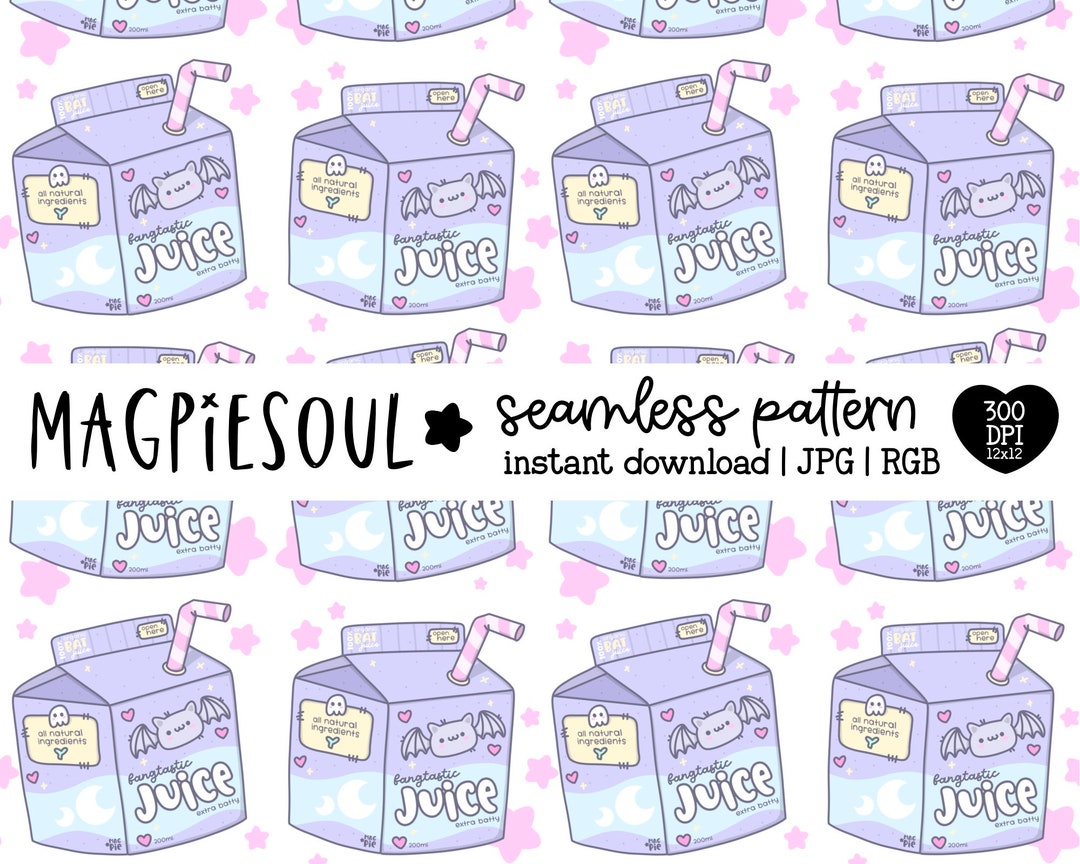 Bat Juice Box Spooky Halloween Pastel Carton Seamless Repeating Cute ...