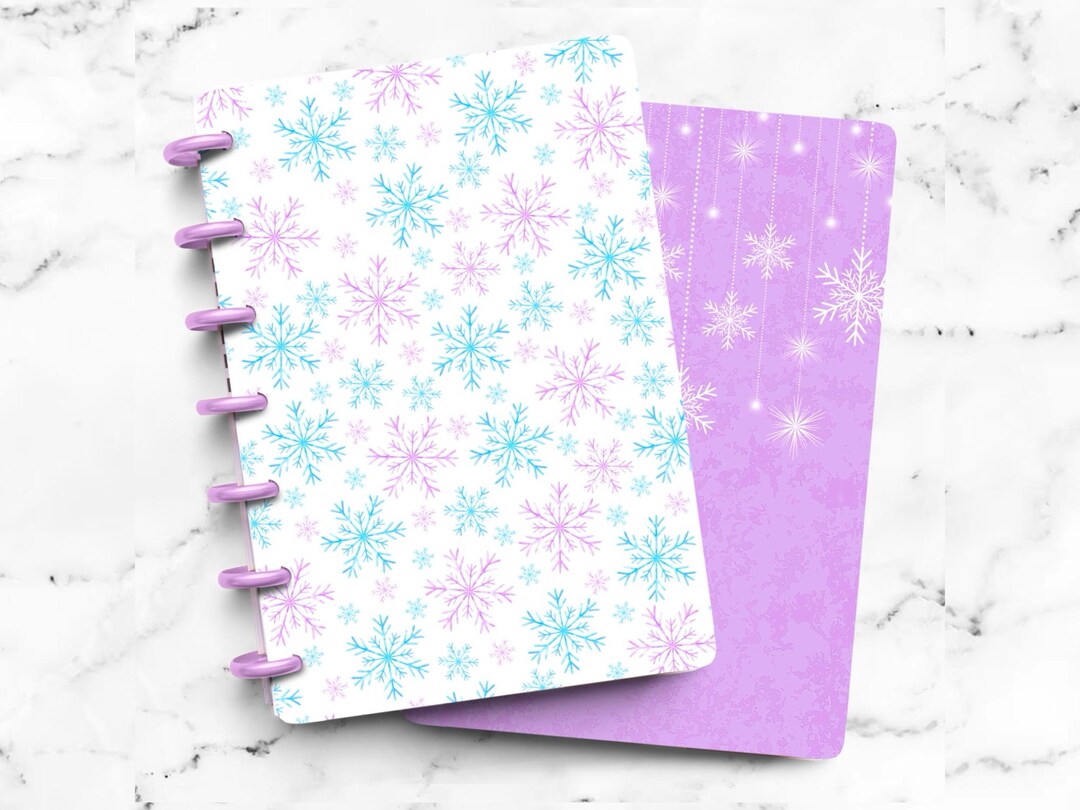 Pastel Snowflake Winter Christmas Laminated Discbound Planner Cover ...