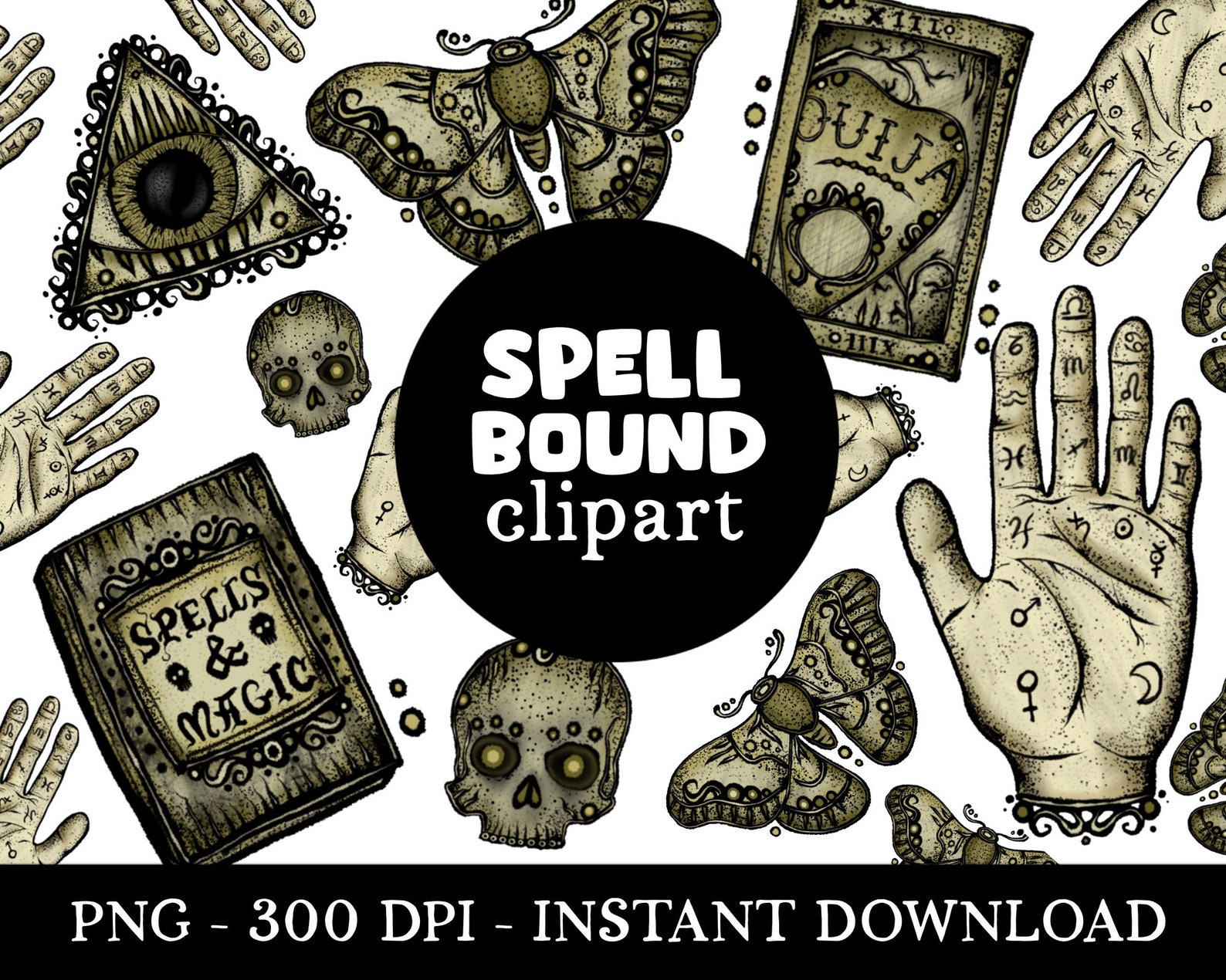 Spellbound Palmistry Clipart Instant Download Planner - Etsy