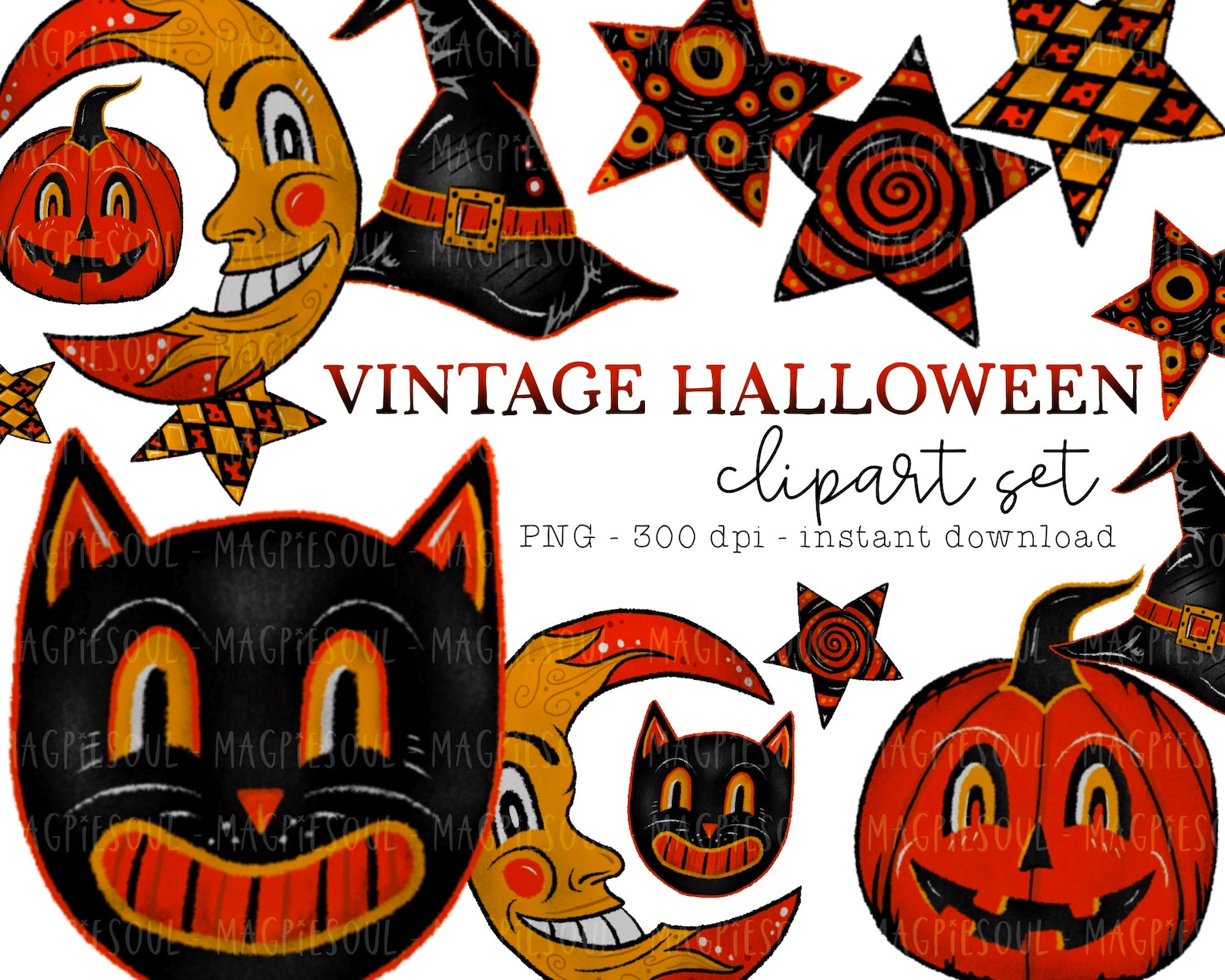 Vintage Halloween Clipart Instant Download Planner Halloween Clipart - Etsy