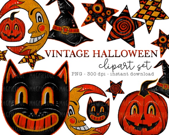 Vintage Halloween Clipart Instant Download Planner - Etsy