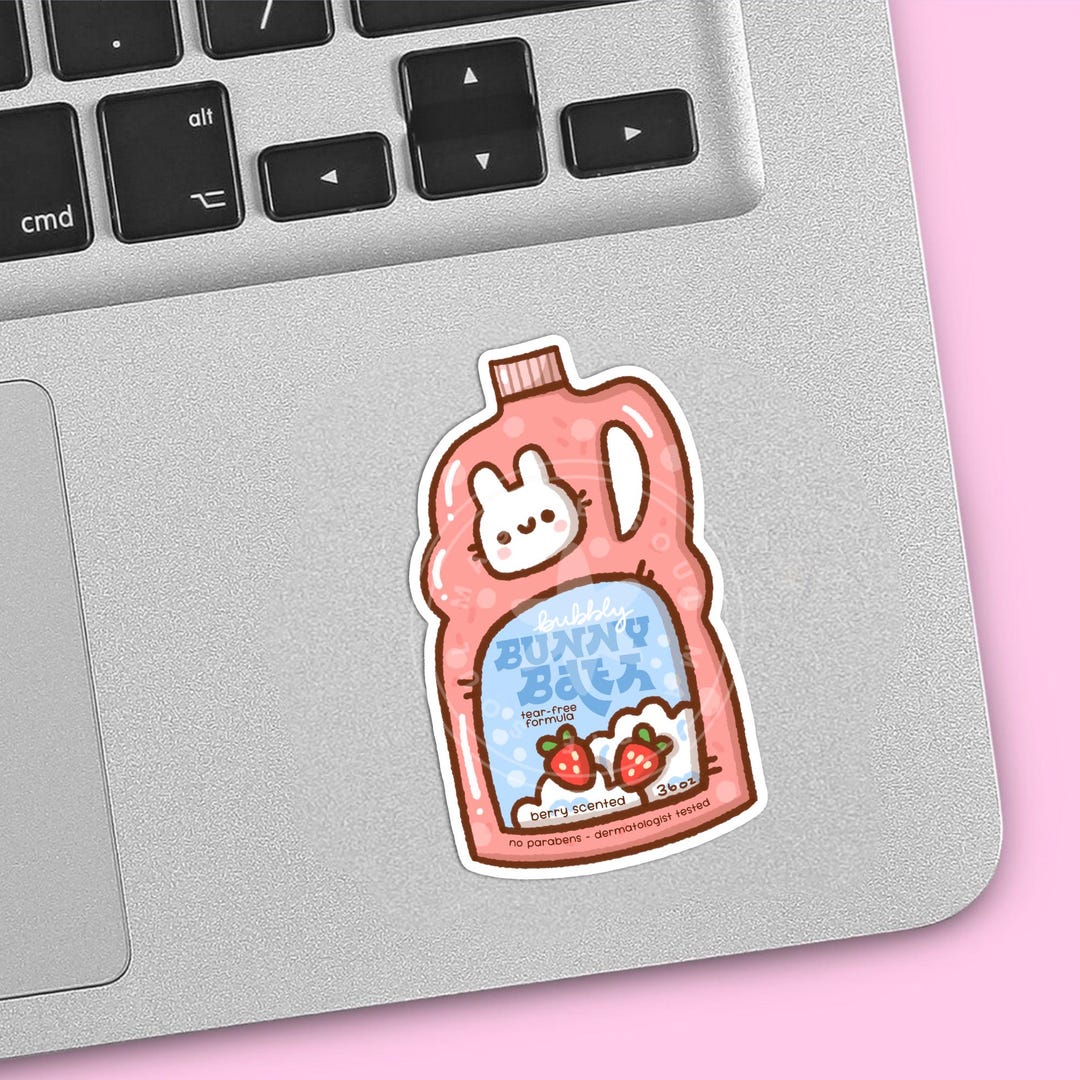 Bunny Bubble Bath Sticker | Water-resistant Vinyl Sticker | Cute Die ...