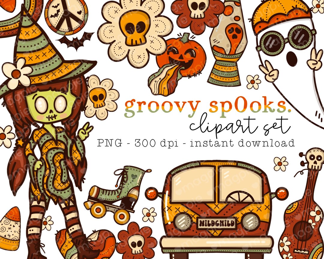 Groovy Halloween Spooky Clipart Instant Download Planner - Etsy