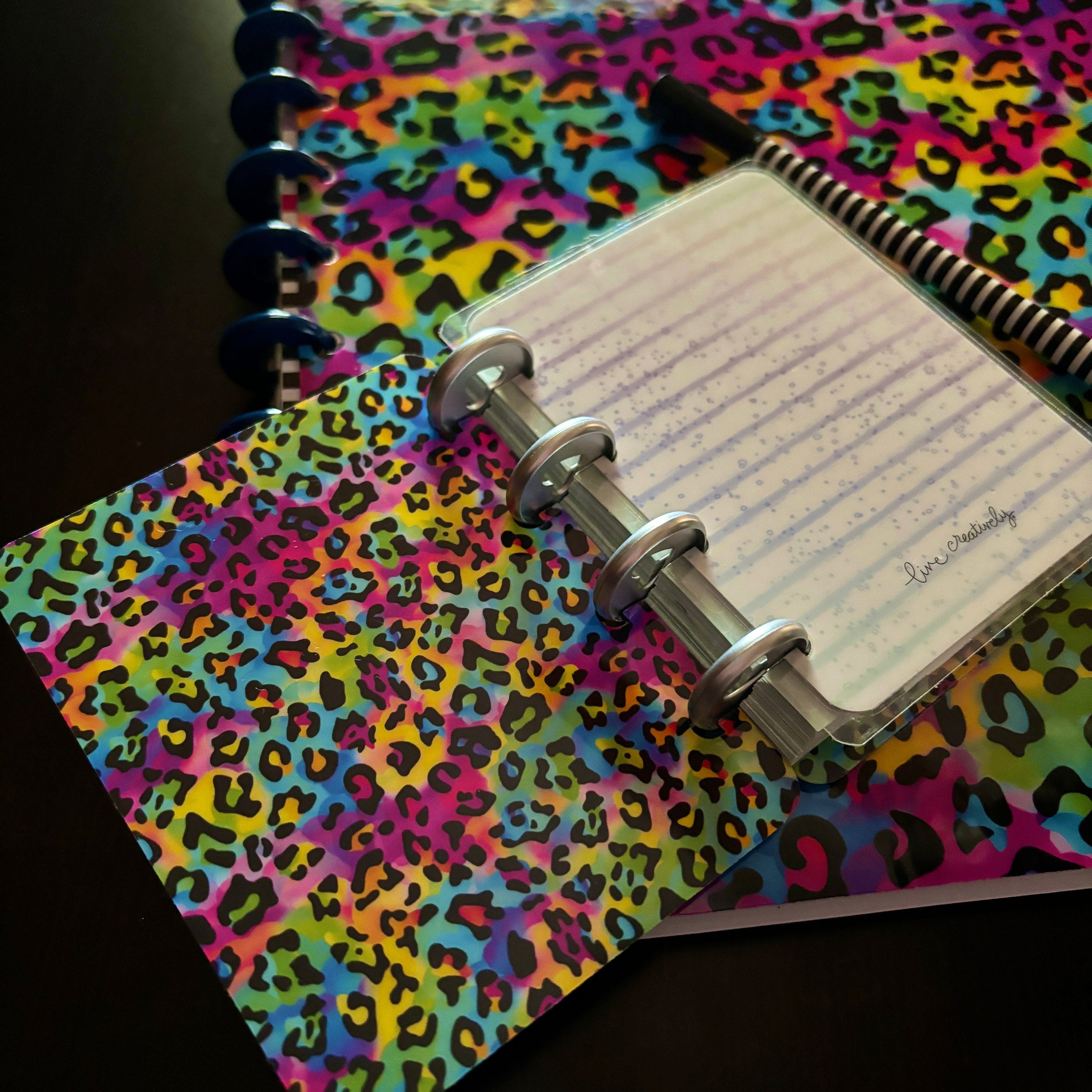 Rainbow Leopard Laminated Planner Cover Snap-on Cover for Discbound ...