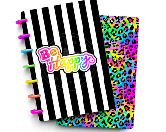Rainbow Leopard Laminated Planner Cover Snap-on Cover for Discbound ...