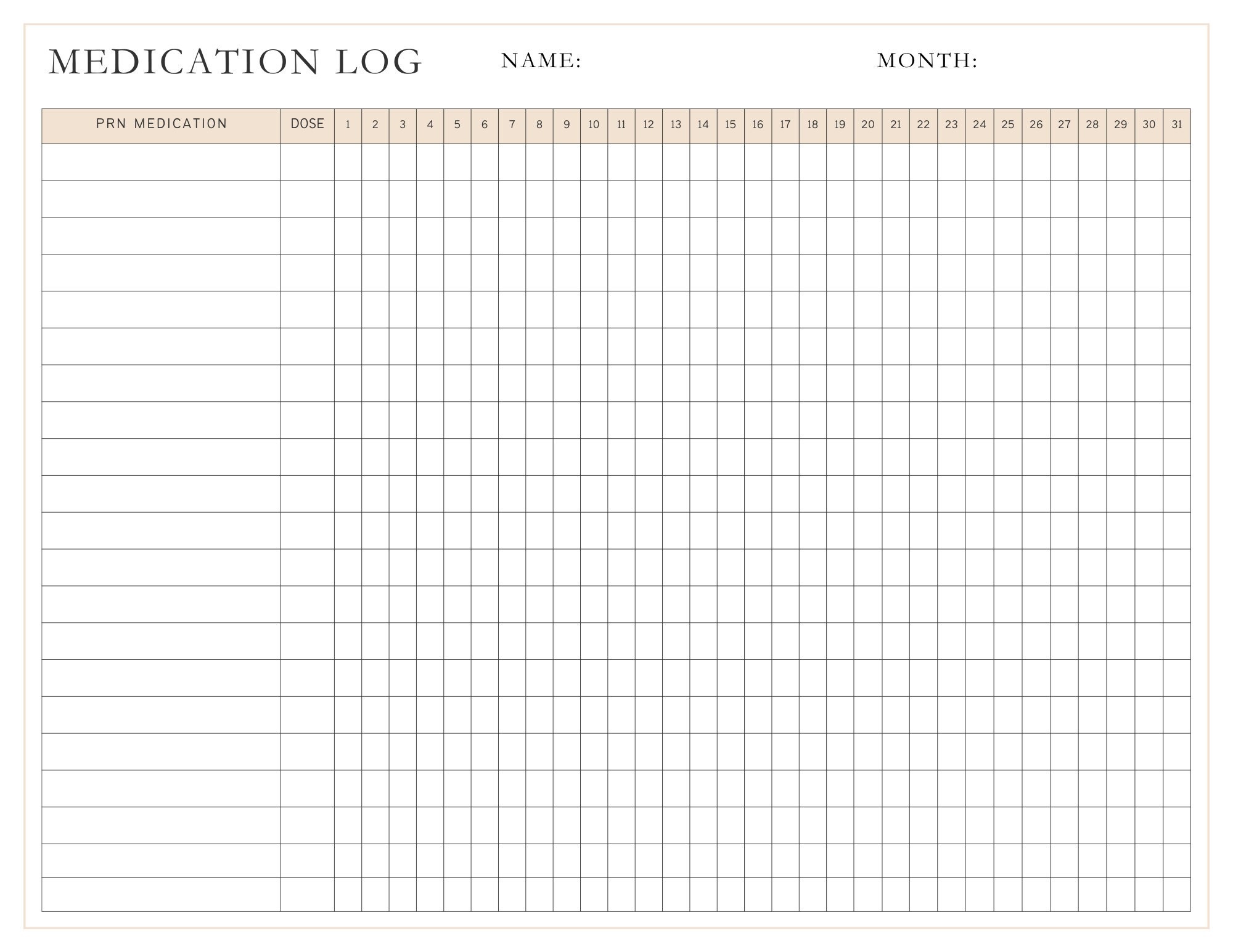 Medication Printable Bundle Medication List Fillable Medication Log ...