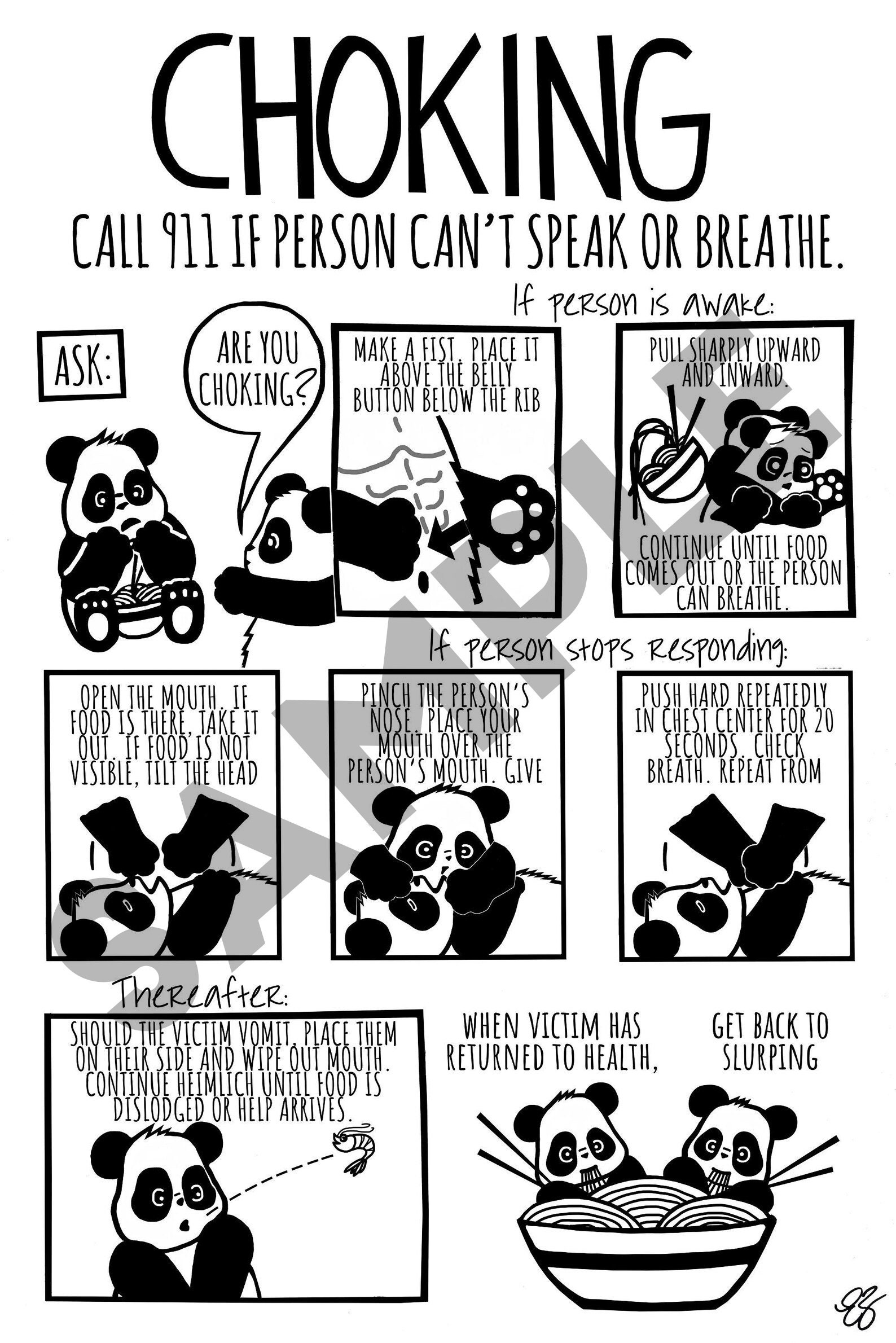 Panda Choking Poster - Etsy
