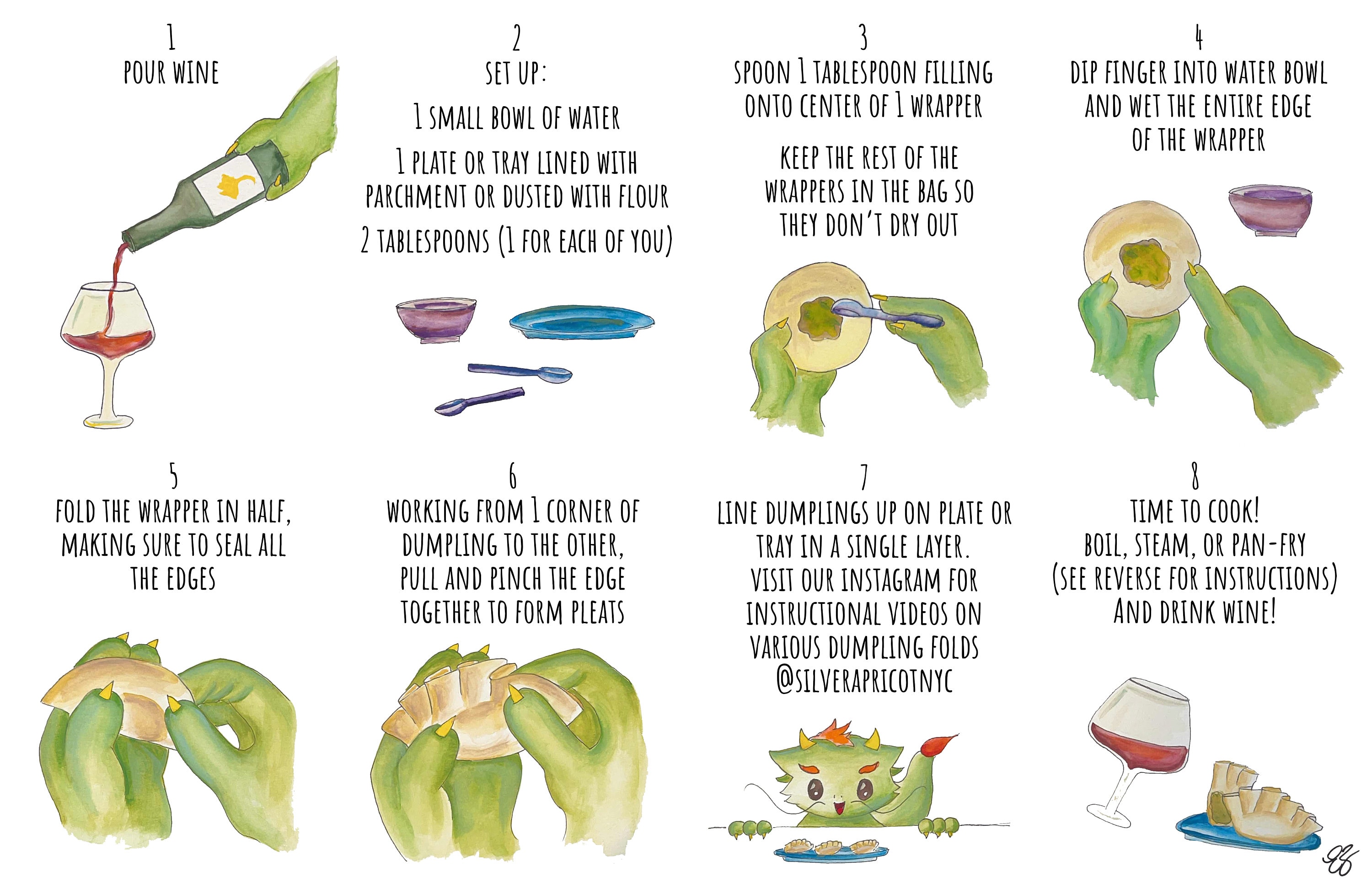Dumpling Folding Instructions Diagram Chart - Etsy