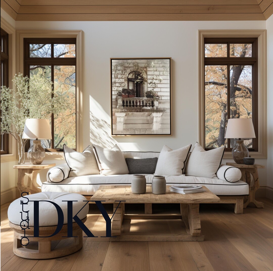 Beige Cottage Core Digital Download Art Modern French Country Balcony ...