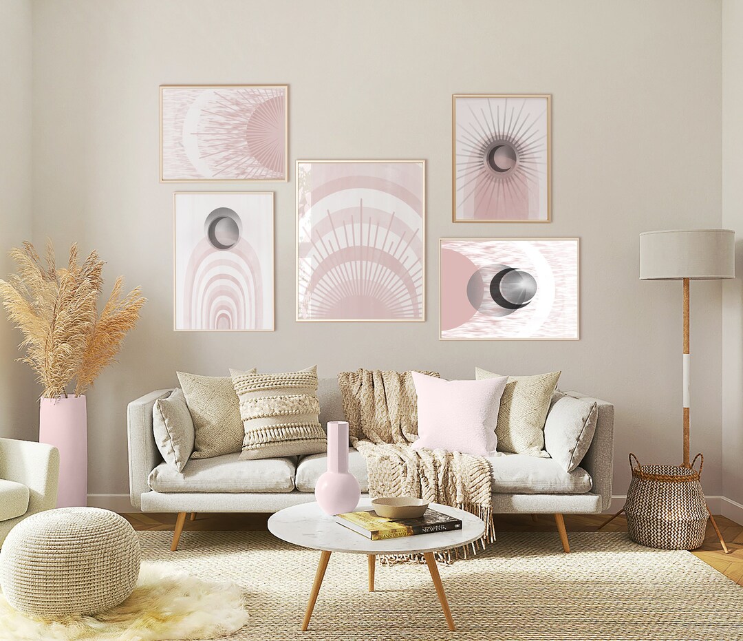 Pink Mid Century Modern Wall Art Downloadable Art Prints Modern Retro ...