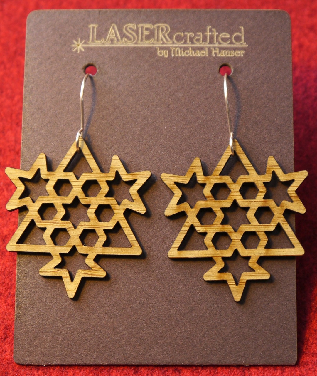 Laser-cut Triangular Star Pattern Earrings - Etsy